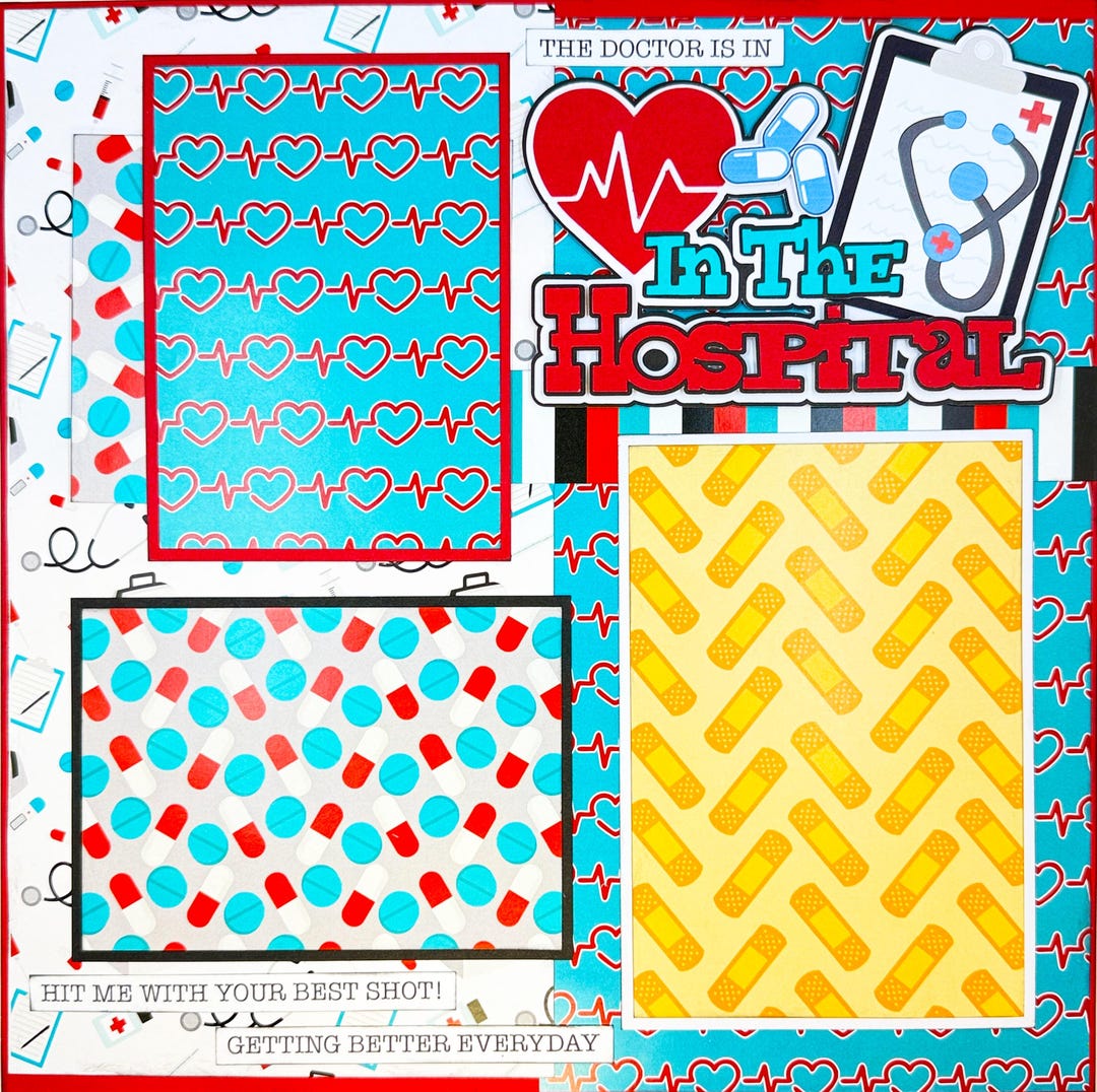 IN THE HOSPITAL 12x12 Premade Scrapbook Layout - Etsy