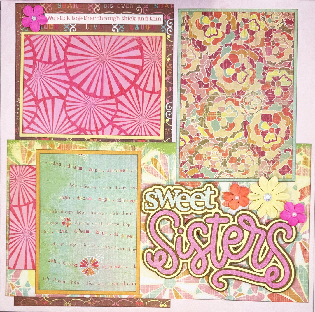 SWEET SISTERS 12x12 Double Pre-made Scrapbook 2-page Layout FAMILY - Etsy