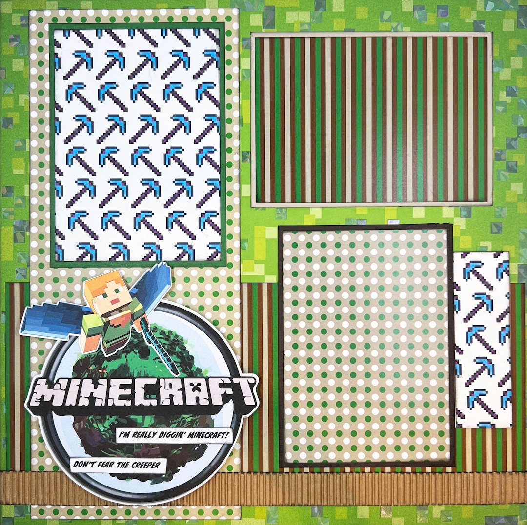 MINECRAFT 12x12 Premade Scrapbook Layout CREEPER - Etsy