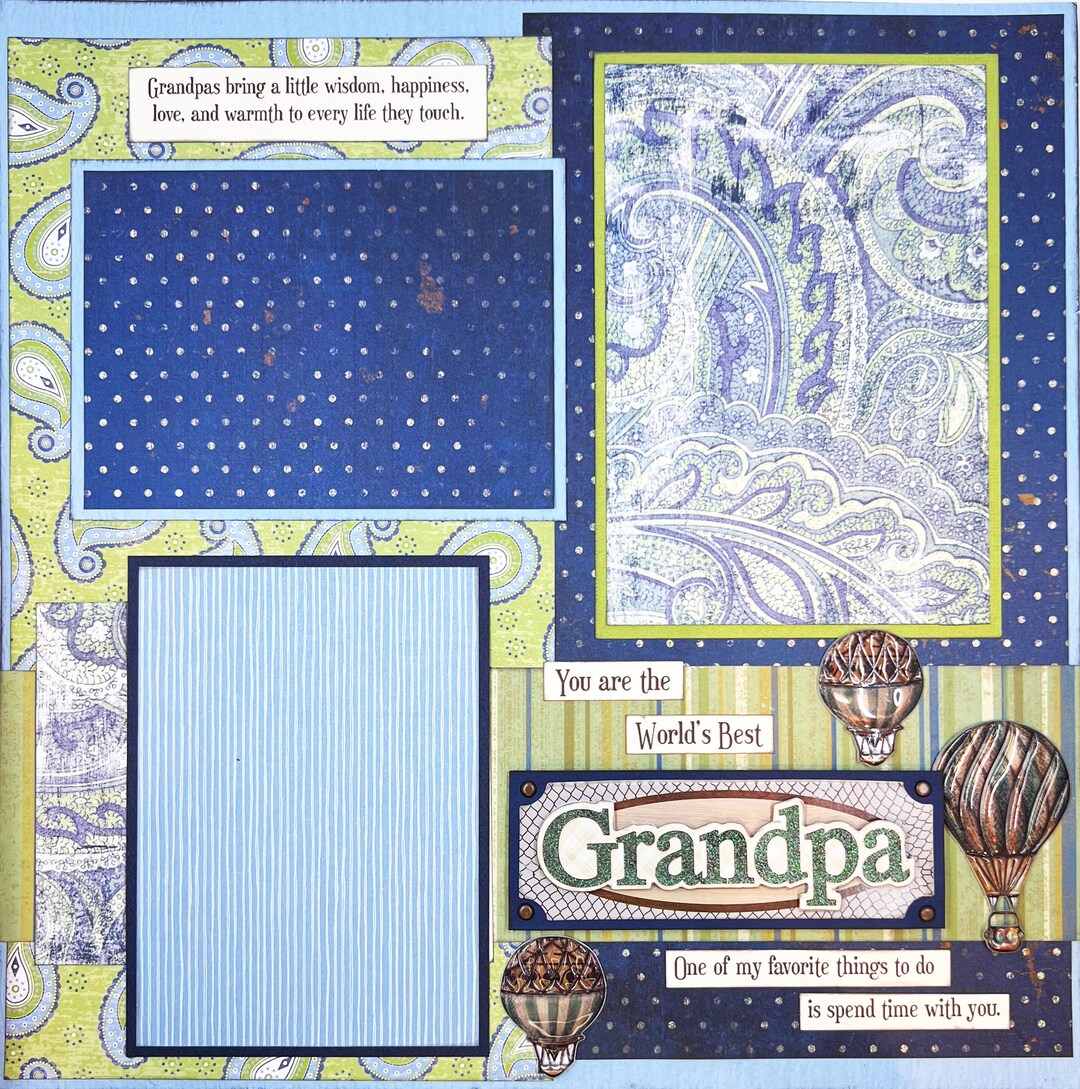 WORLD'S BEST GRANDPA 12x12 Scrapbook Layout Page Grandfather - Etsy