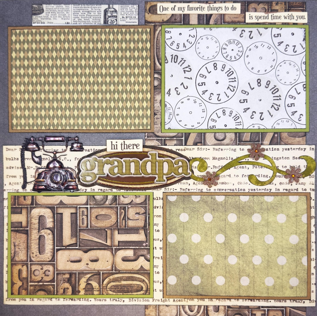 HI THERE GRANDPA 12x12 Scrapbook Layout Page Grandfather - Etsy