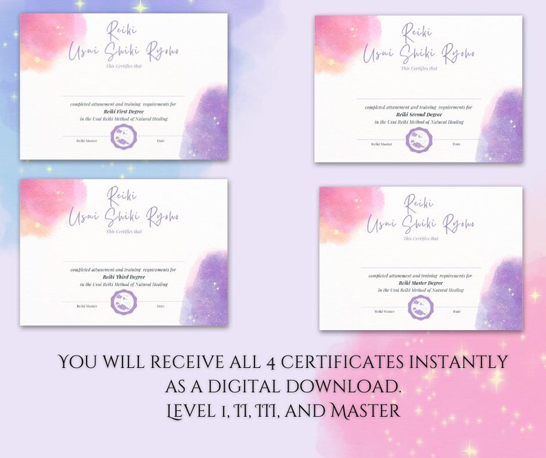 Editable Reiki Certificate Template: All Levels Canva Design (printable ...