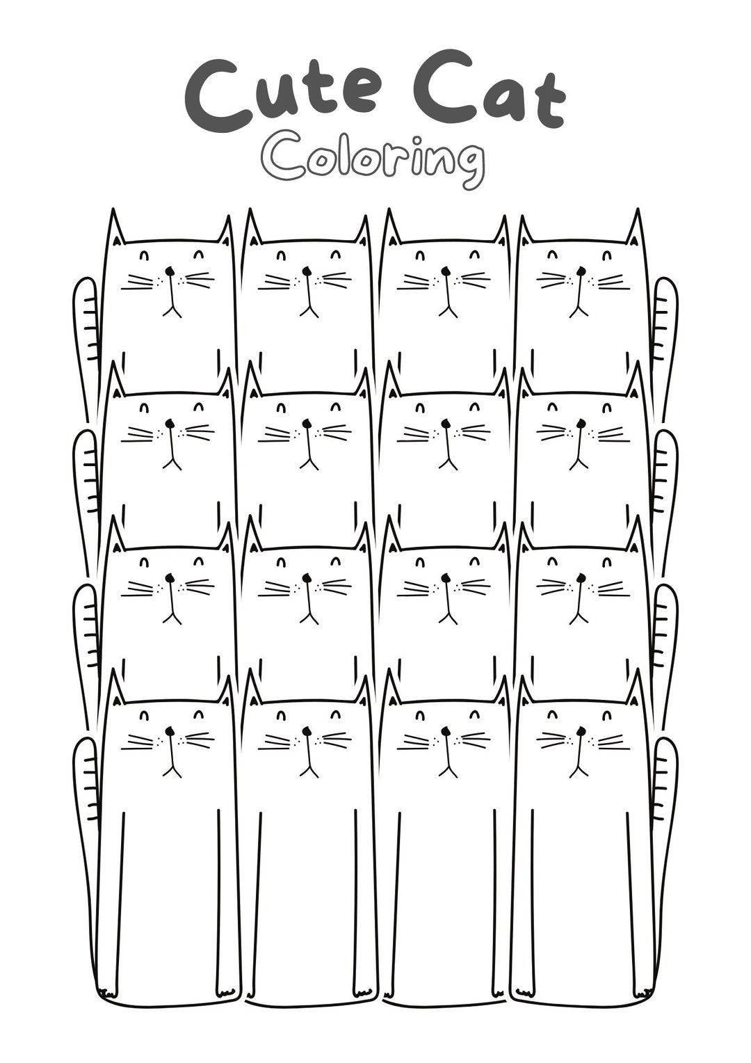 Cats Cute Printable Coloring Worksheet Set for All Ages | KIDS ...