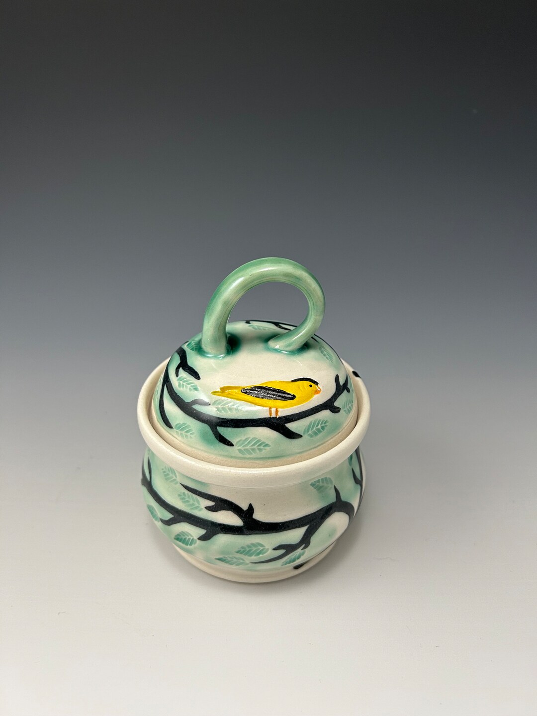 Salt Cellar - Small Jar - Goldfinch - Tree - Porcelain - Etsy