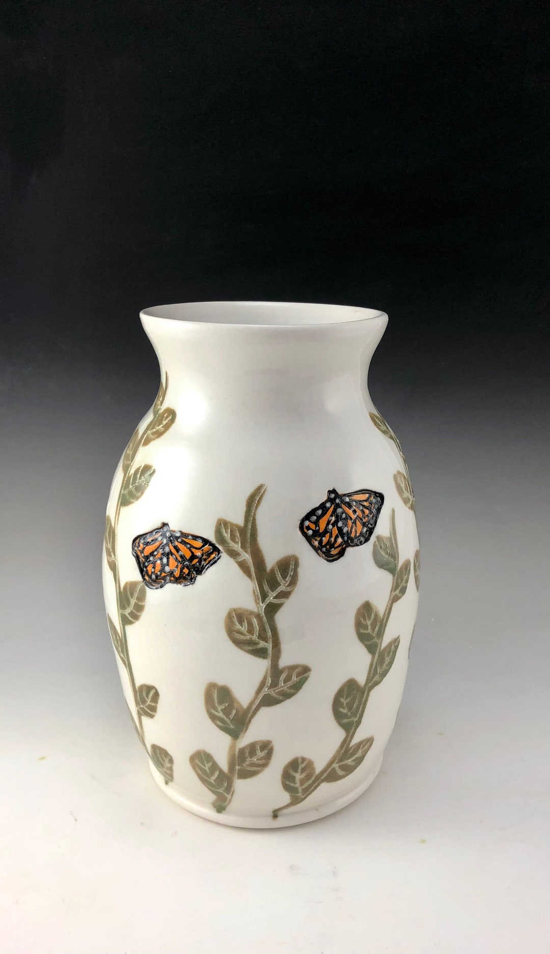 Large Vase - Monarch Butterflies - Porcelain - Etsy