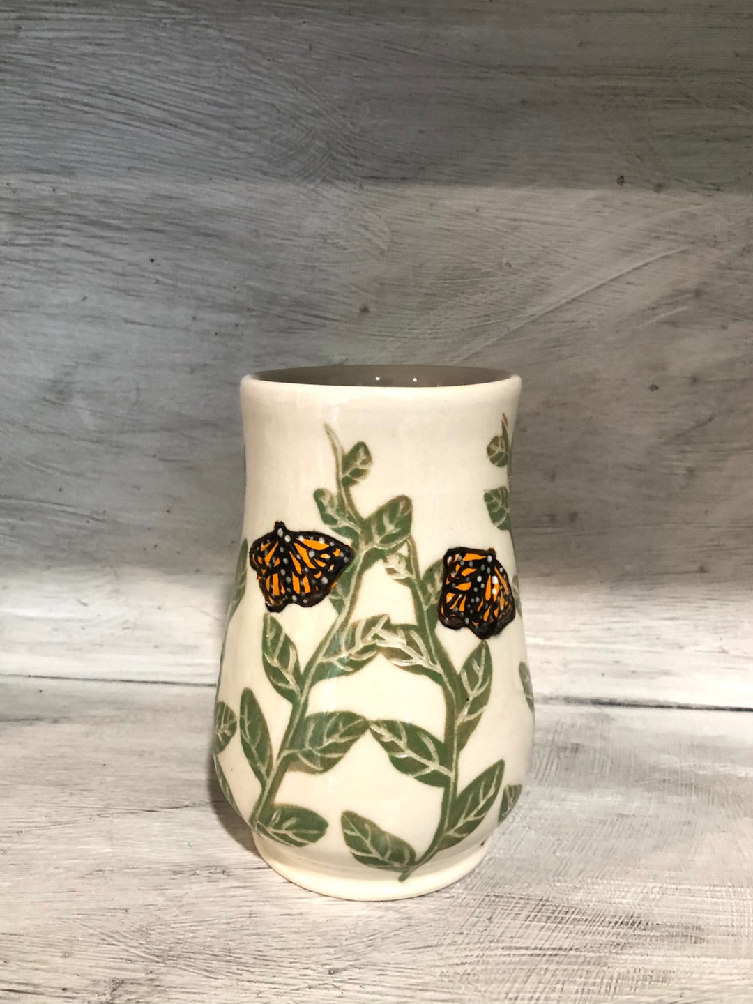 Vase Tumbler Monarch Butterflies Porcelain - Etsy