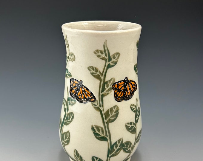 Vase - Tumbler - Monarch Butterflies - Porcelain - Etsy