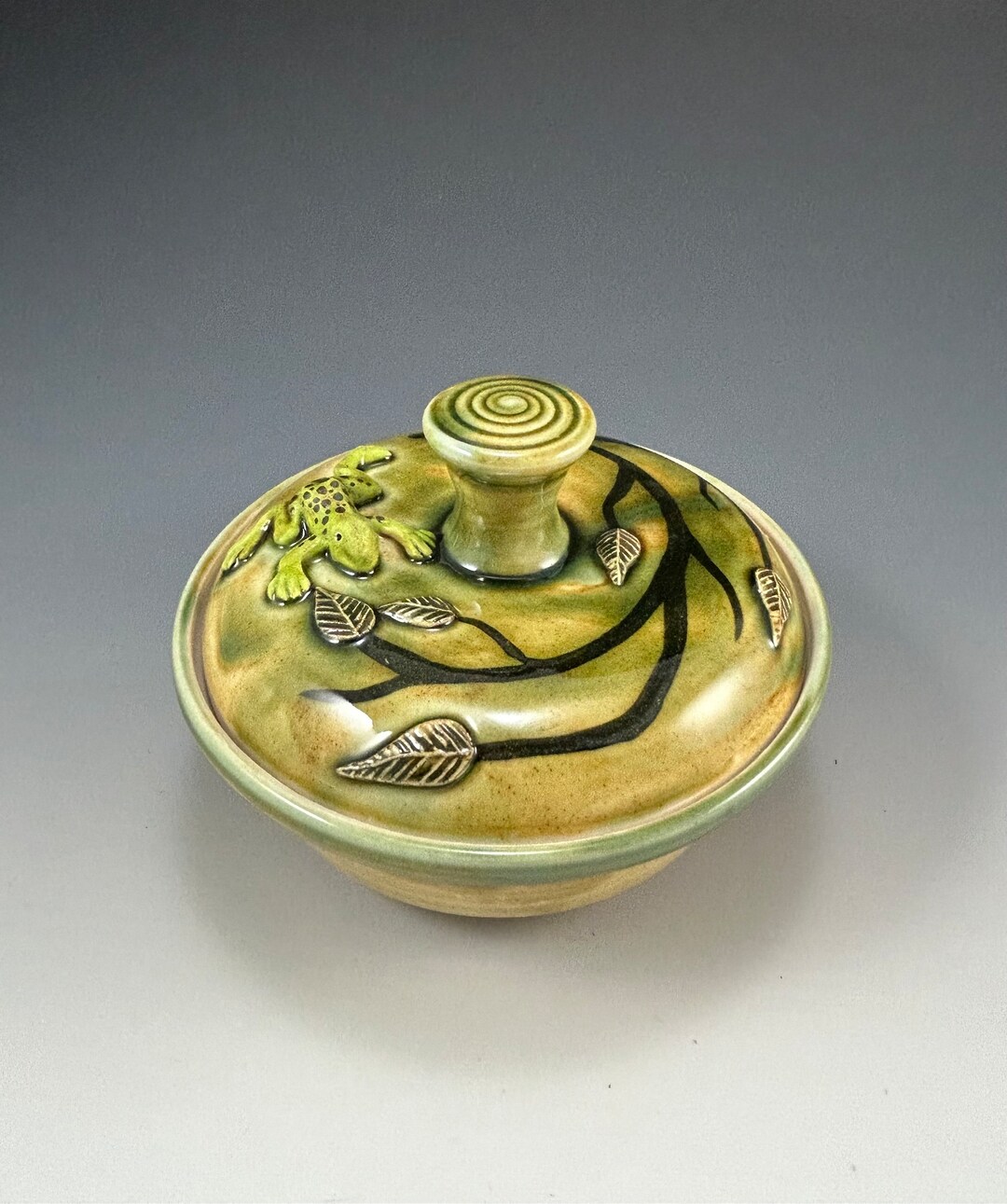 Sugar Bowl - Salt Cellar - Frog - Cattails - Porcelain - Etsy