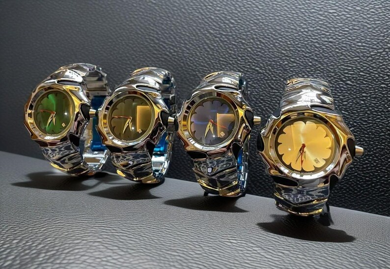 Y2K Watch Futuristic Chrome Wave Wristwatch | Vintage Cyberpunk Swiss ...