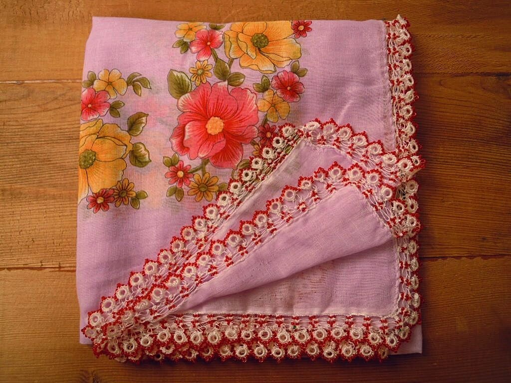 Lilac Scarf With Red Beaded Trim - Etsy