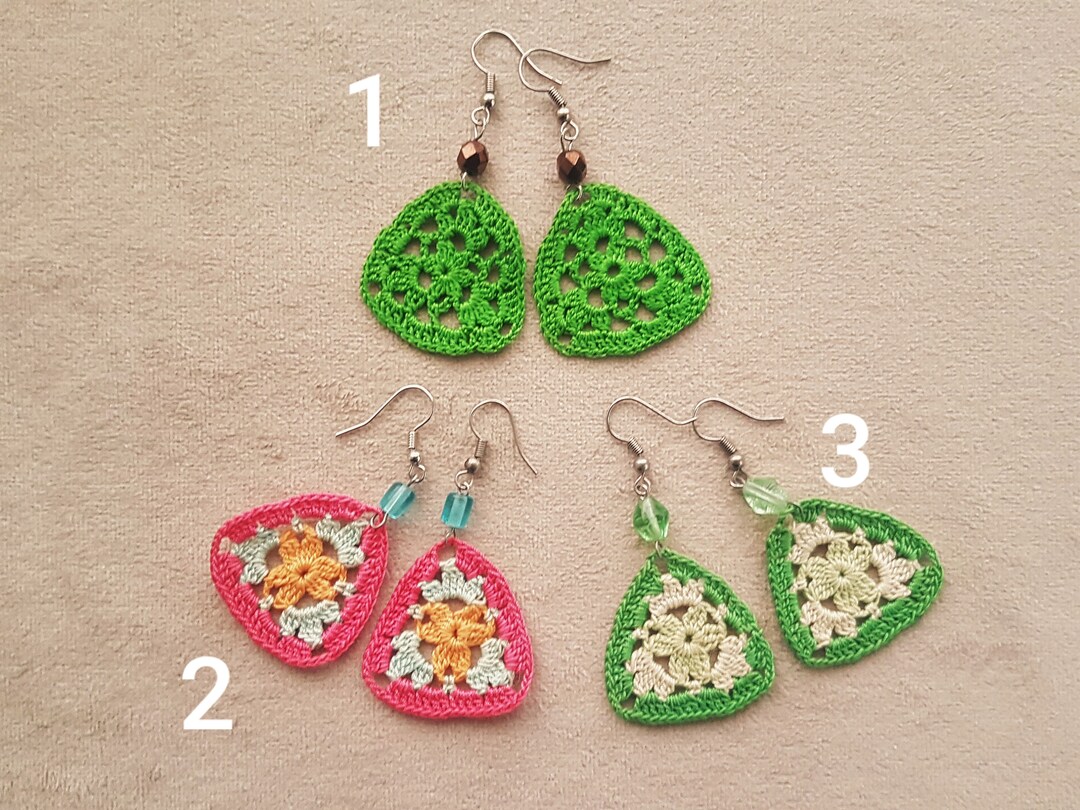 Triangular Crochet Earrings - Etsy