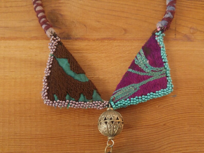 Ethnic Beaded Textile Necklace Boho Hippie Necklace - Etsy