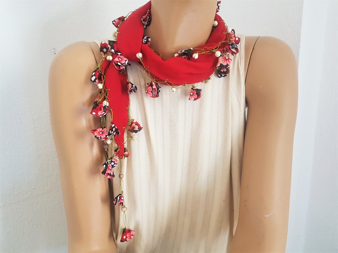 Red Summer Scarf, Cotton Hairband, Head Band - Etsy New Zealand