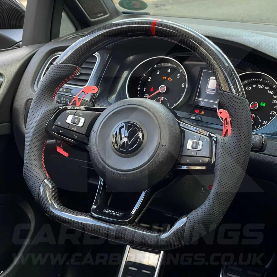 Volkswagen Carbon Fibre Steering Wheel VW Golf Mk7 Mk7.5 R R-line Gti ...