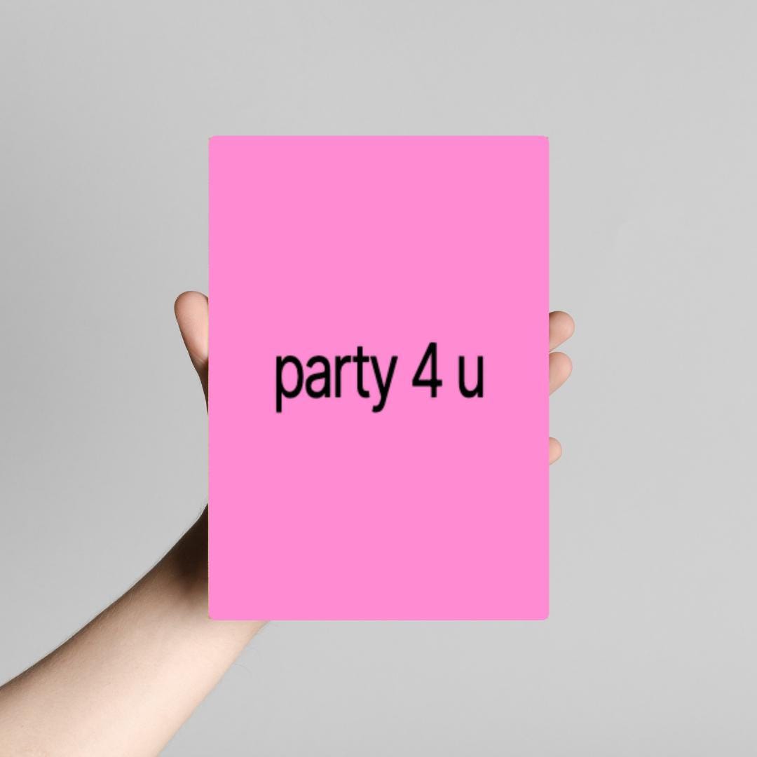 Party 4 U A5 Wall Art – Charli XCX Lyric Print, Brat Font Poster ...