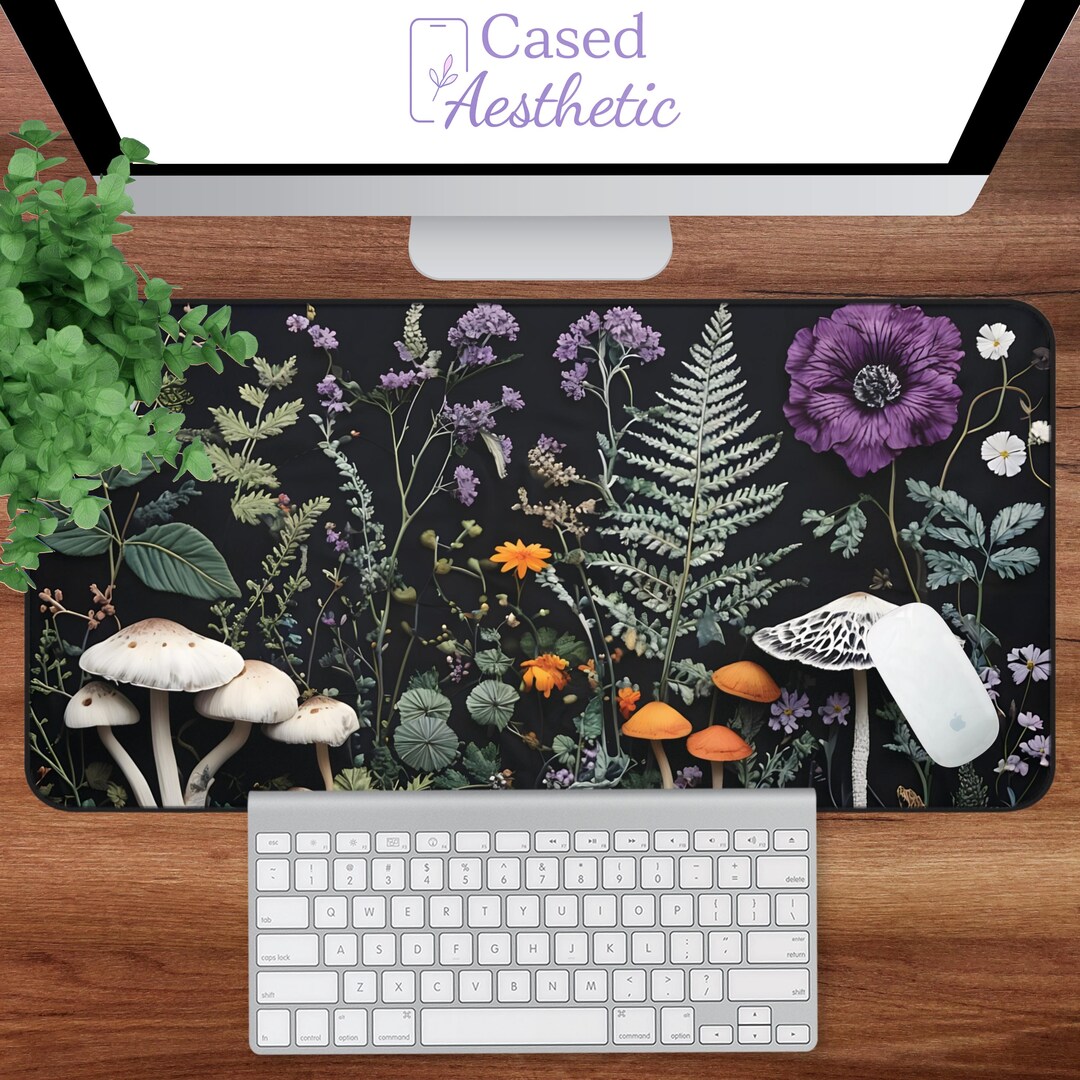 Botanical Desk Decor & Mushrooms, Desk Organizer, Playmat, Deskmat ...