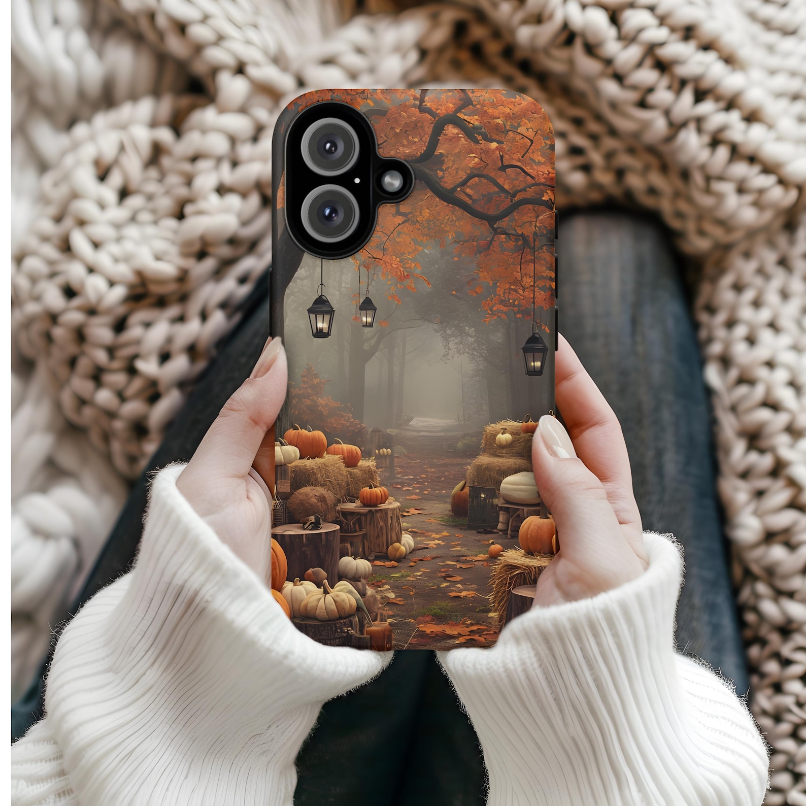 Fall Autumn Phone Case, Cozy Pumpkin Scene, Cute, Aesthetic iPhone 16 ...