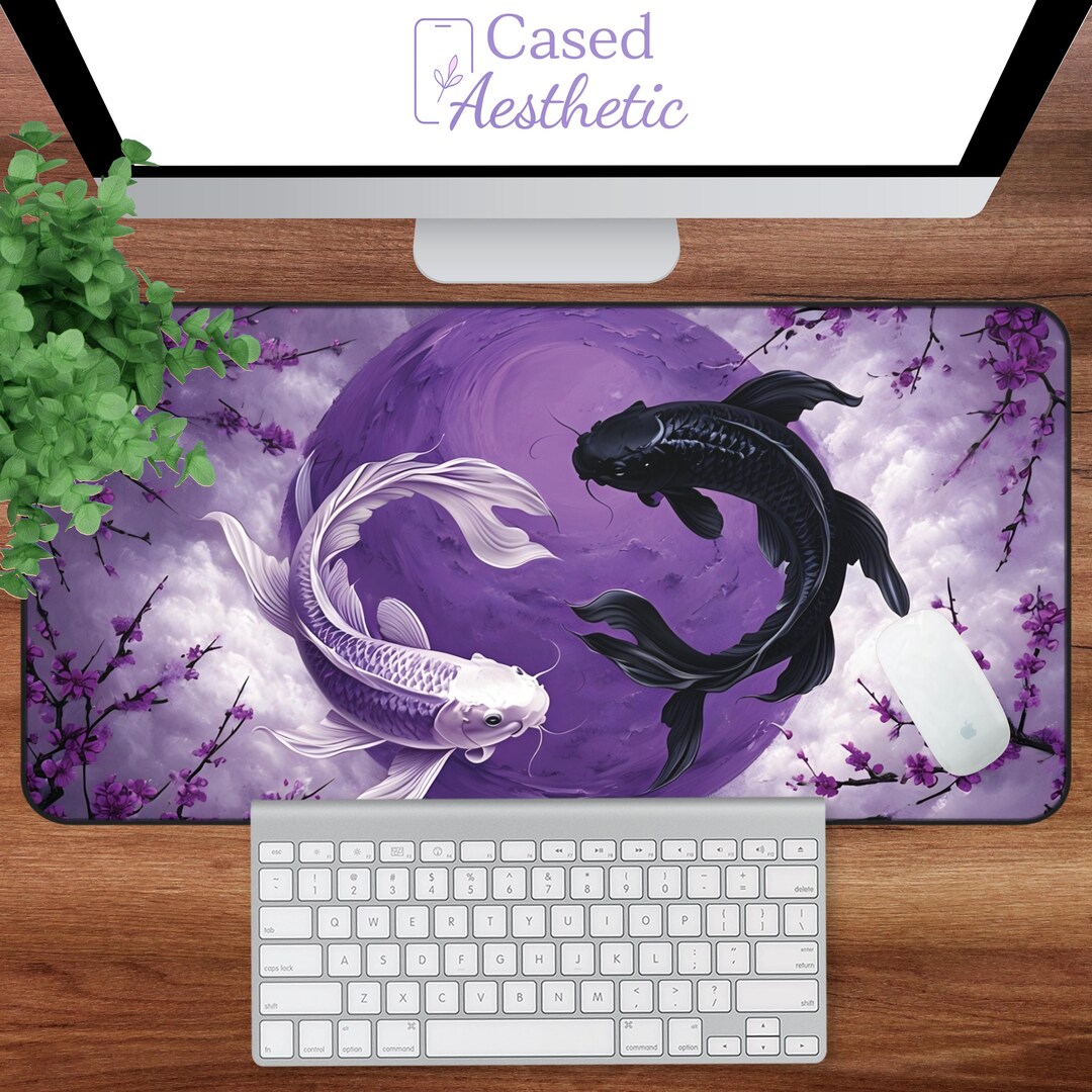 Koi Fish Desk Mat, Zen Art Desk Organizer, Playmat, Deskmat, Placemat ...