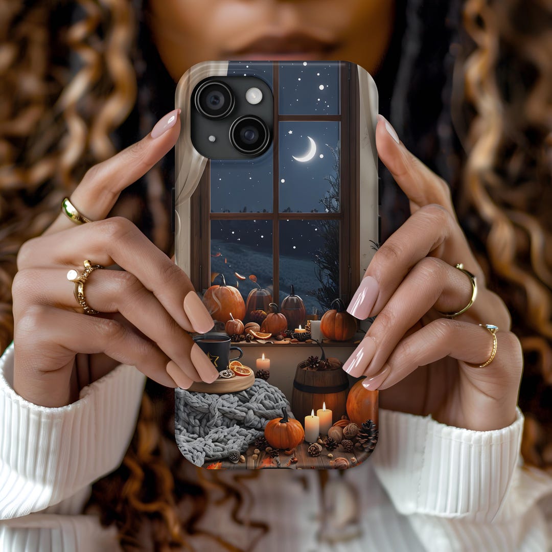 Autumn Night Phone Case - Cozy Fall Design, Cute Aesthetic iPhone 16 15 ...