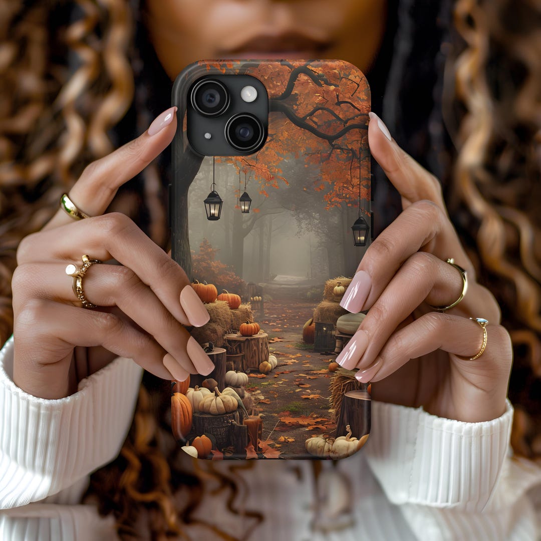 Fall Autumn Phone Case, Cozy Pumpkin Scene, Cute, Aesthetic iPhone 16 ...