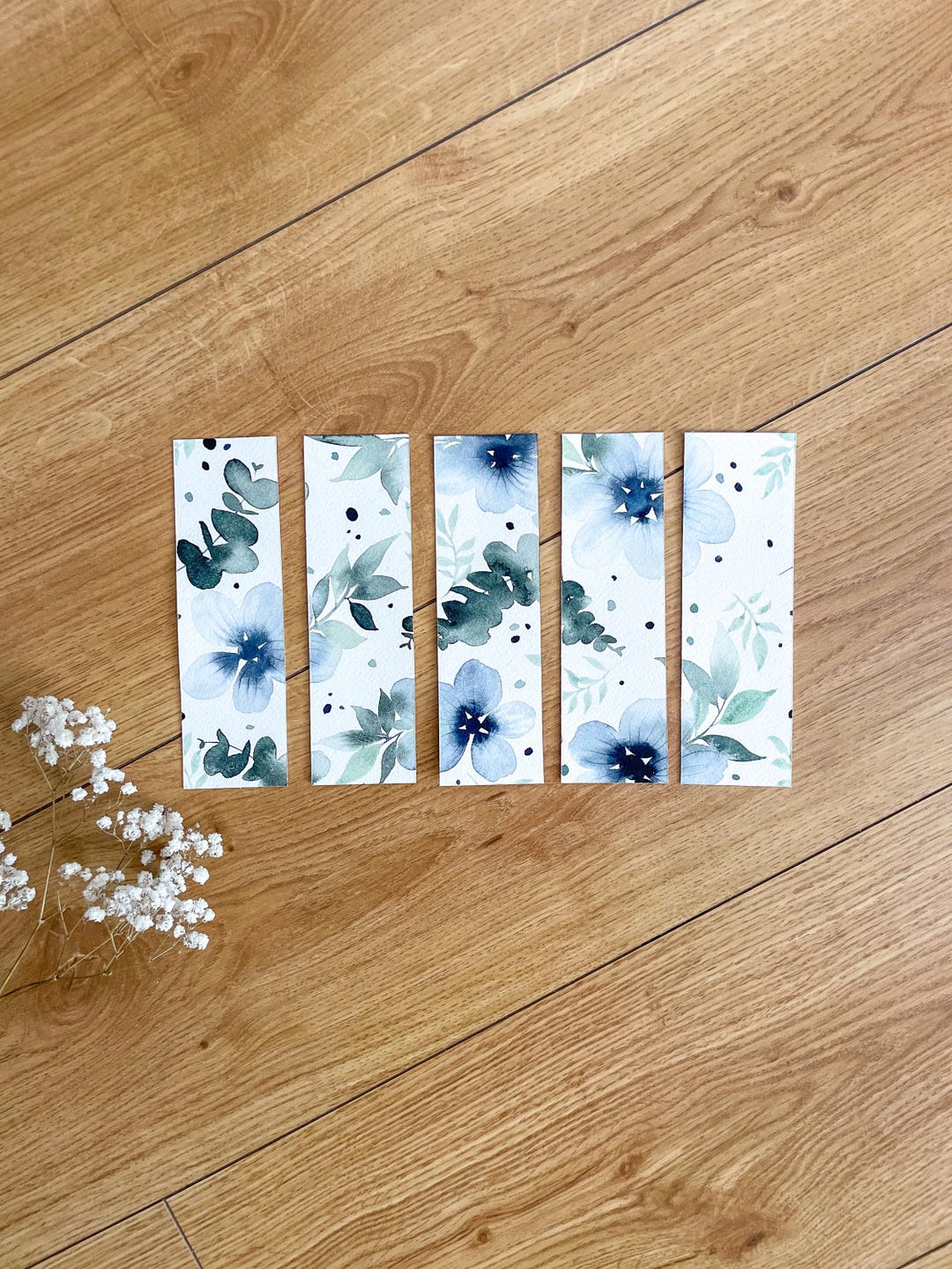 Original and Signed Bookmark - Blue and Green Floral Pattern ...