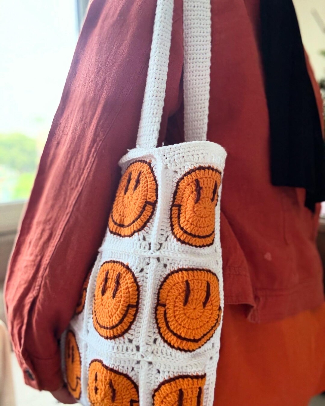 Smiley Face Crochet Bag, the Happiest Bag, Smiley Face Bag, 90s ...