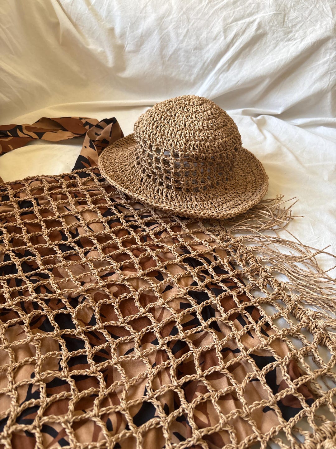 Handmade Crochet Tote Bag: Boho Paper Yarn Market Bag - Etsy