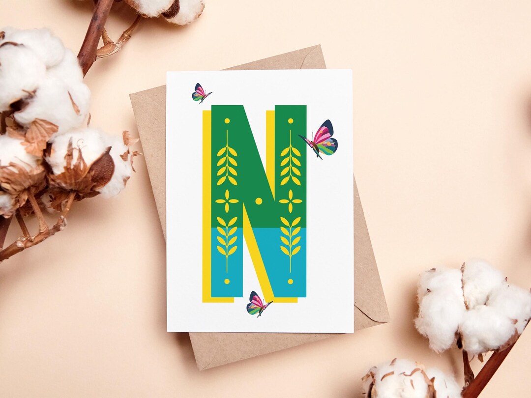 Initial, Monogram N, Letter N, Birthday Cards, Initials, Birthday ...