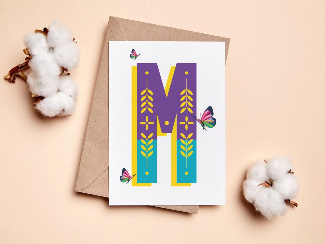 Initial, Monogram M, Letter M, Birthday Cards, Initials, Birthday ...