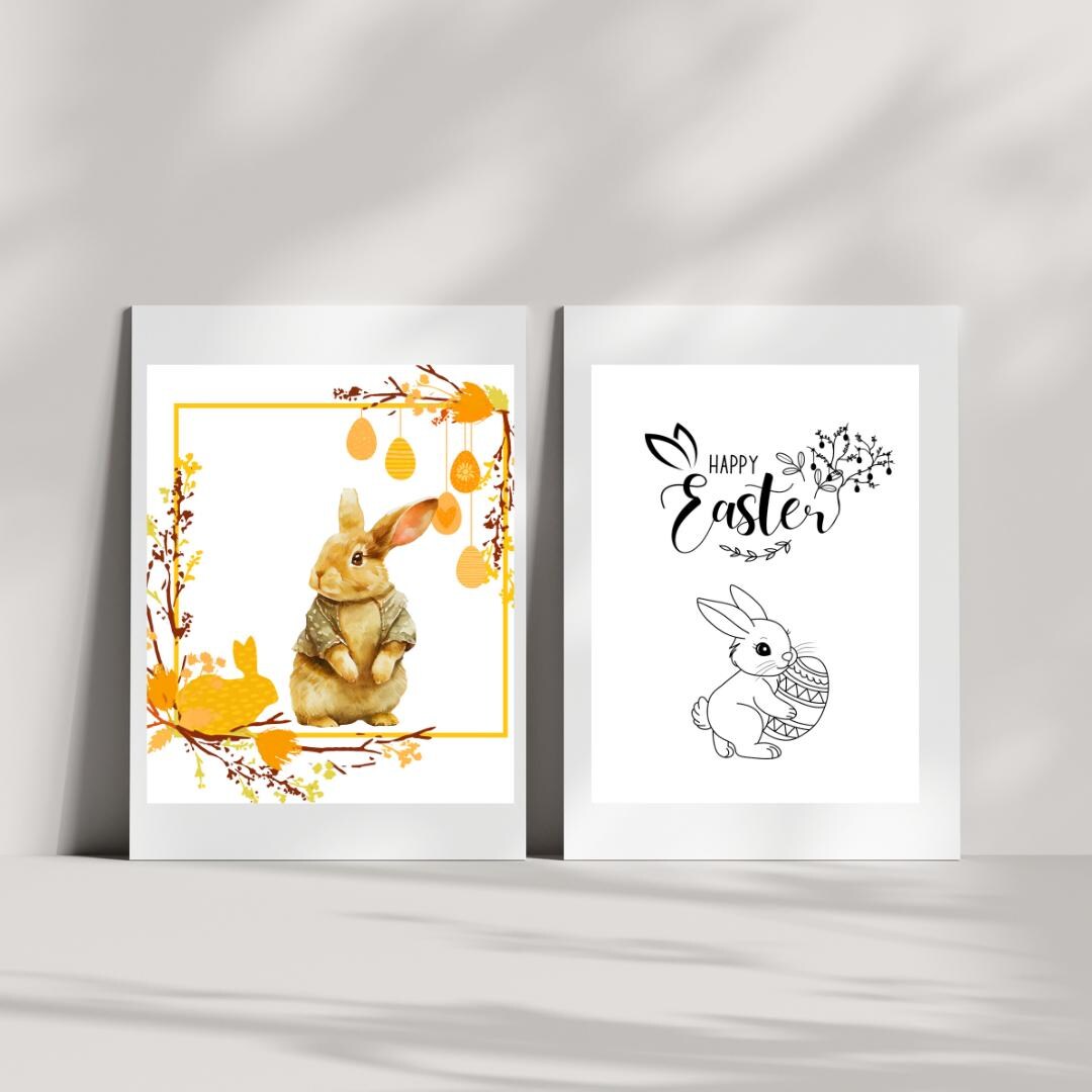 Easter Bunny Wall Decor Cute Rabbit Art Digital Print Modern Home ...
