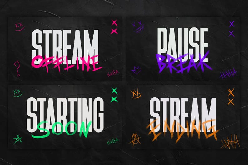 Animated Glitch Stream Overlay: Grunge Twitch Facecam, Panels & Banner ...
