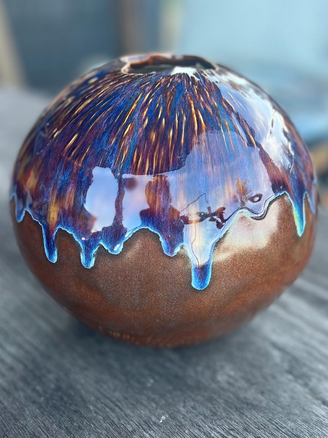 Ocean Ember Hand Built Pottery Orb Vase - Etsy