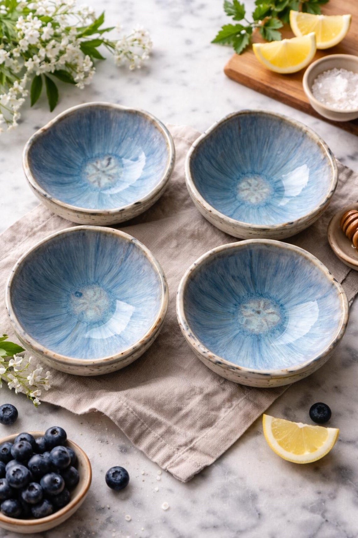 Granite Inspired Rustic Farmhouse Pottery Bowl Set (4 Bowls) - Etsy