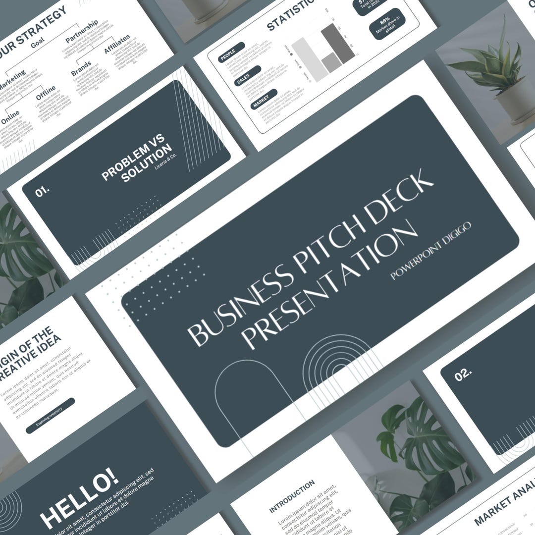 Business Pitch Deck Presentation | Modern Canva Template | Startup Presentations | Business ...