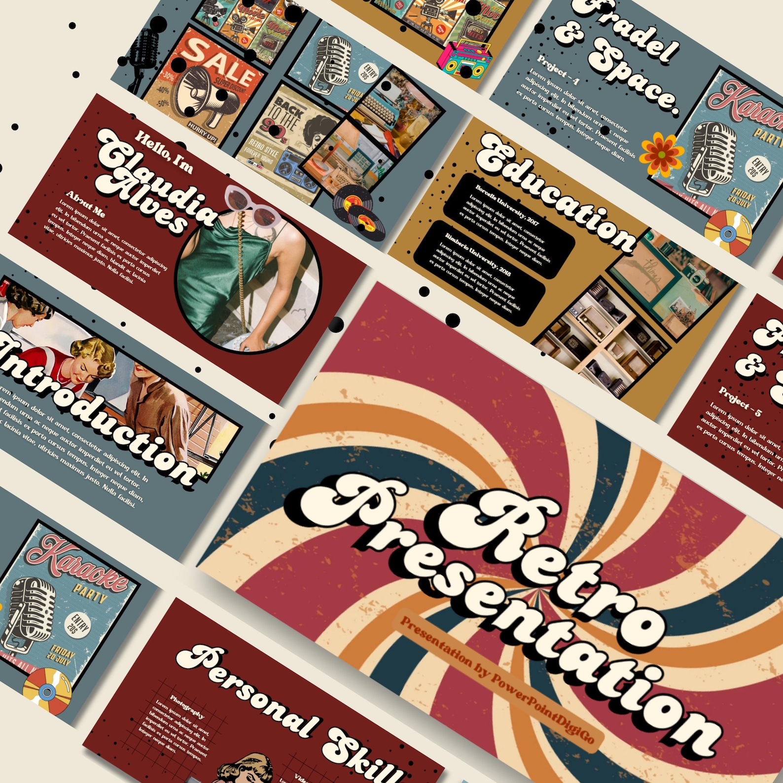 Retro Powerpoint Template, Retro Powerpoint Theme, 70s, 80s Style ...