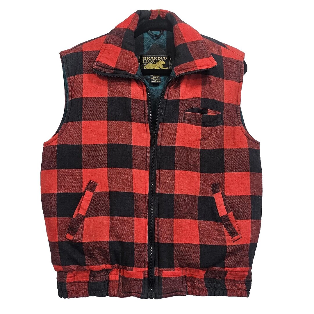 Vintage Men's Branded Lion Buffalo Check Plaid Vest Size M Outdoors ...