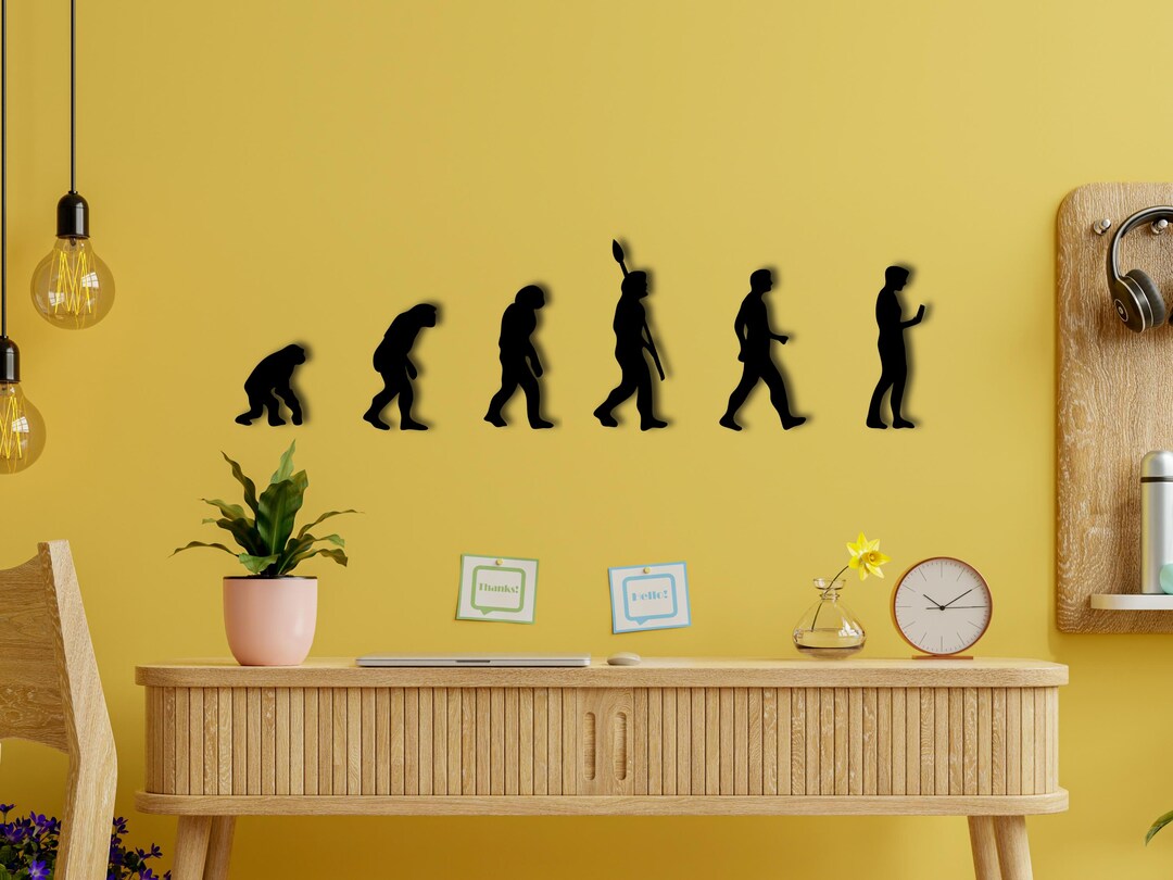 Evolution Wall Art – Modern 3D Wall Decor, Funny Silhouette Wall ...