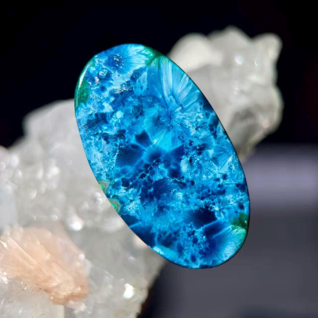 Shattuckite Cabochon From Congo – Blue Chatoyant Stone for Jewelry ...
