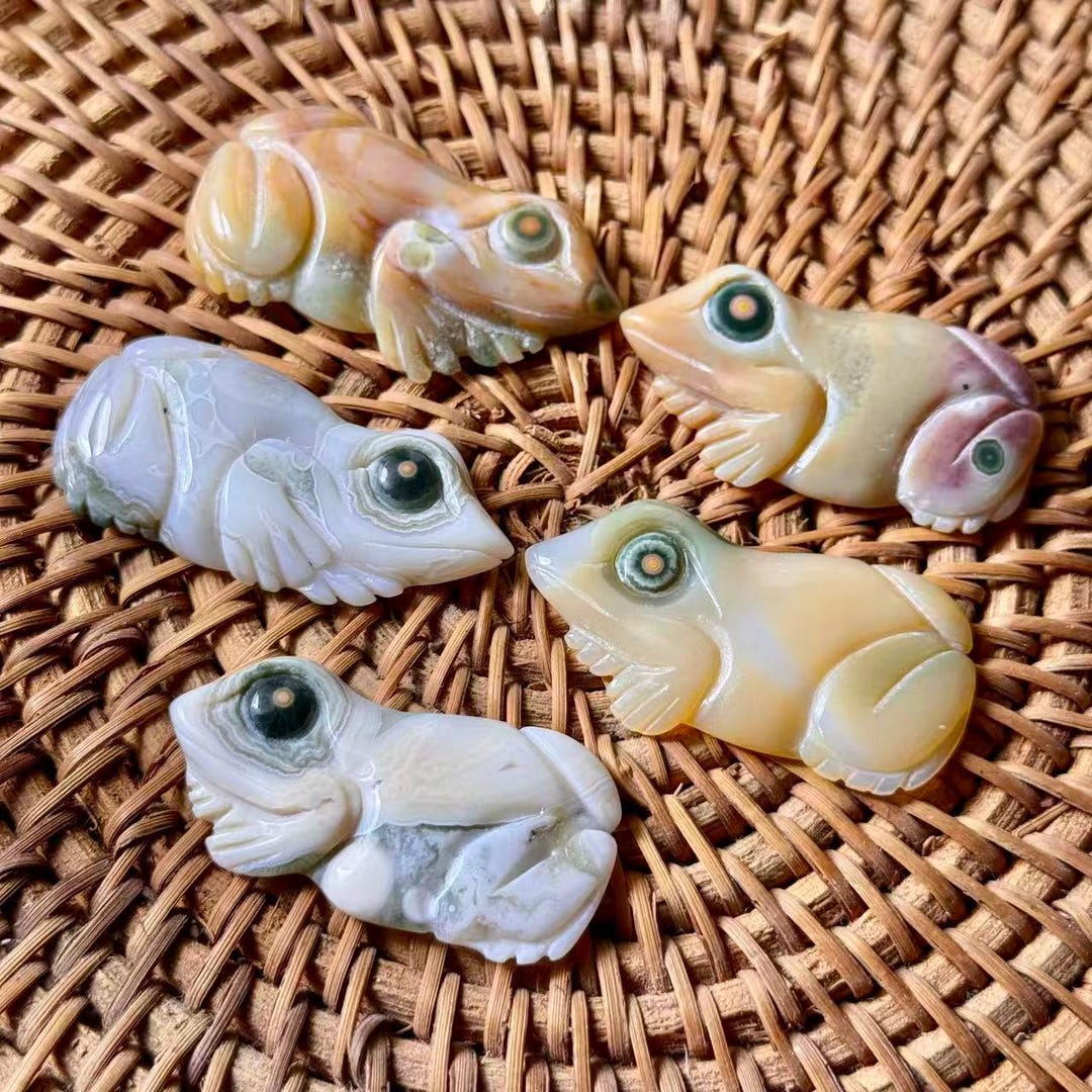 Ocean Jasper Frog Carving: Calming Crystal,handmade Crystal Sculpture ...