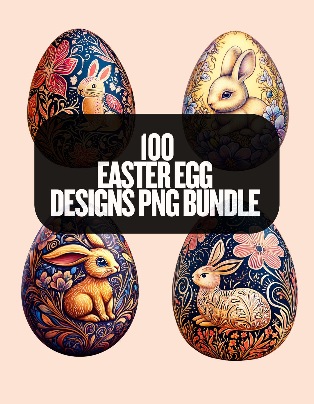 100+ Easter Egg Digital Art Bundle | Cute Bunny & Decorative Eggs ...