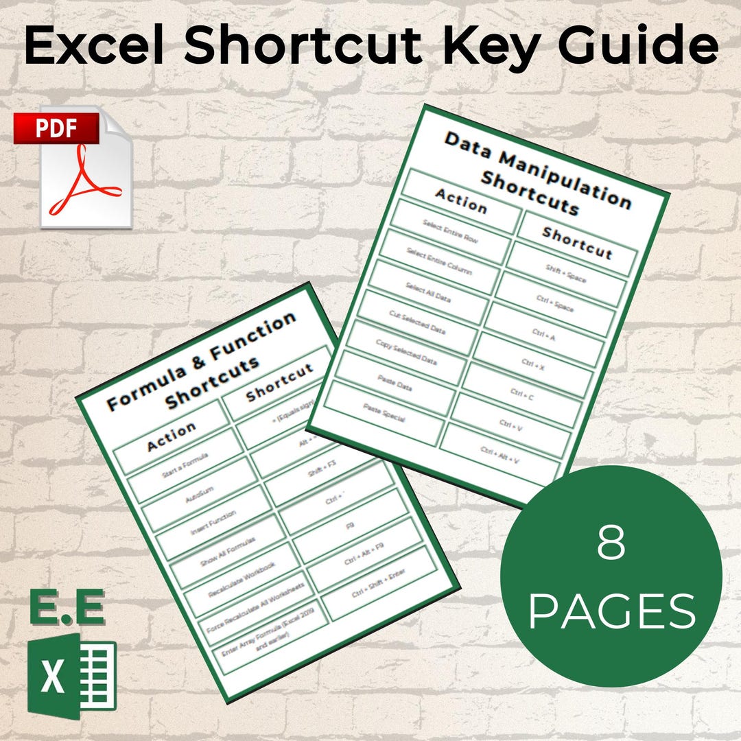 Excel Shortcuts Excel Cheat Sheet Excel Guide Excel Printable Excel PDF ...