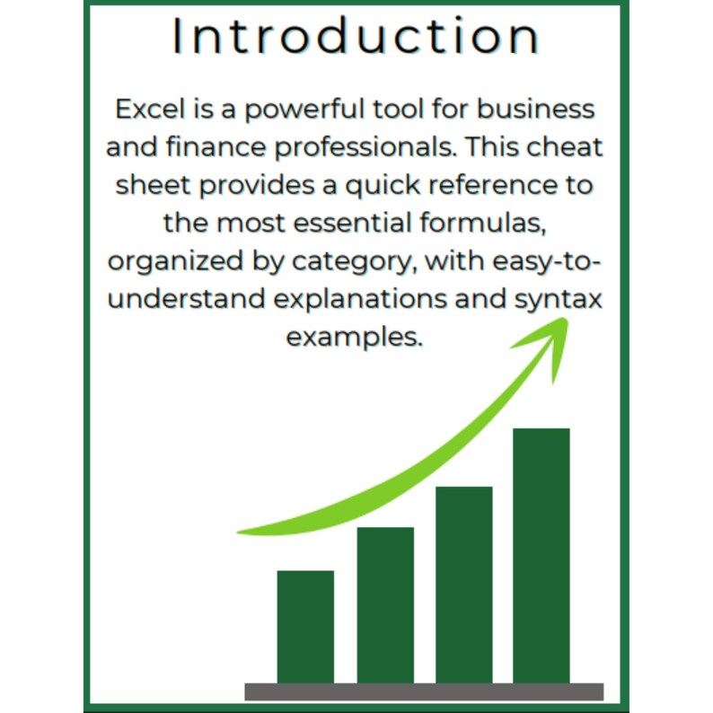 Excel Formula Cheat Sheet: Essential Formulas for Business & Finance - Etsy
