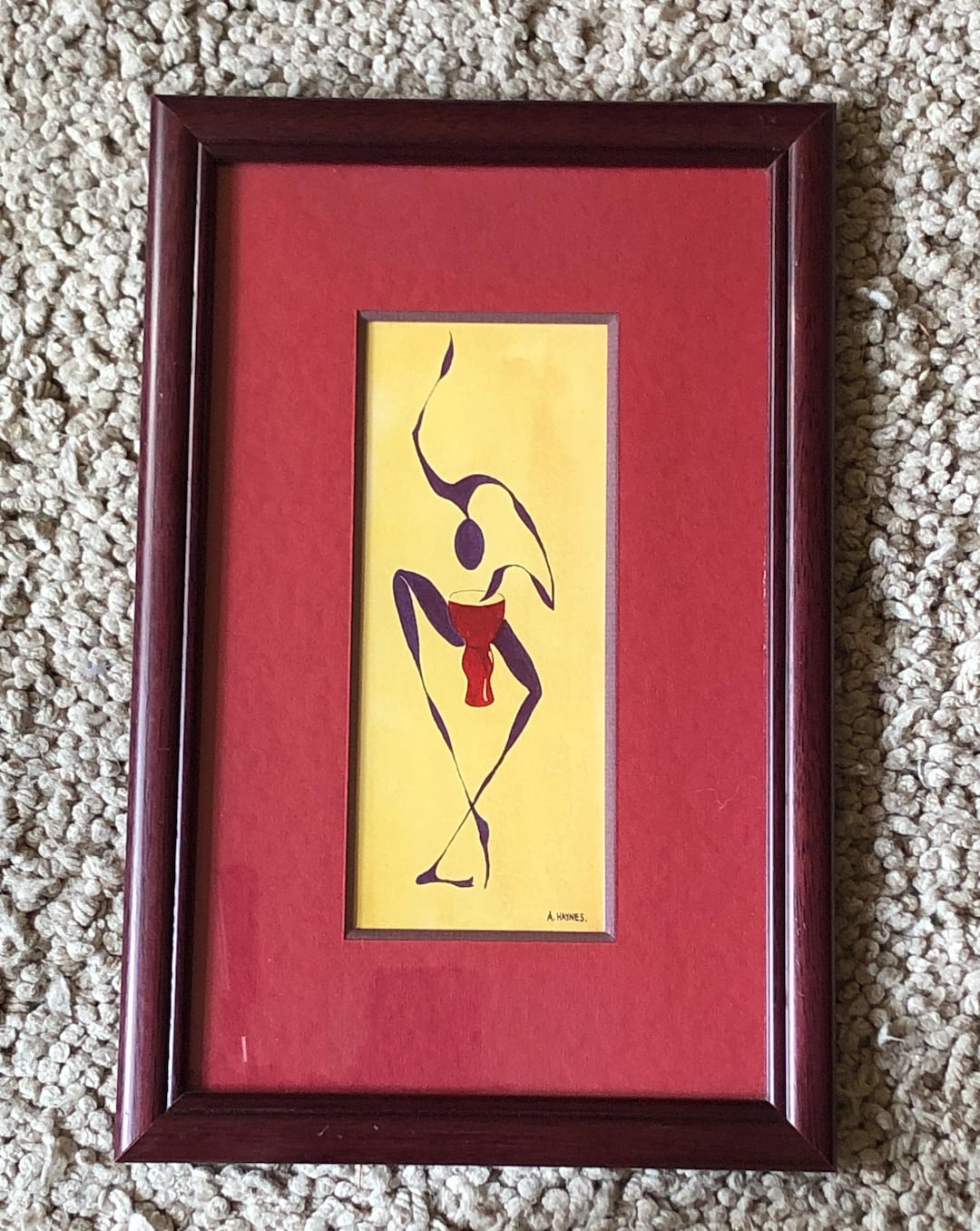 Stylized African Lady Playing the Djembe Drum Elegantly Framed and ...