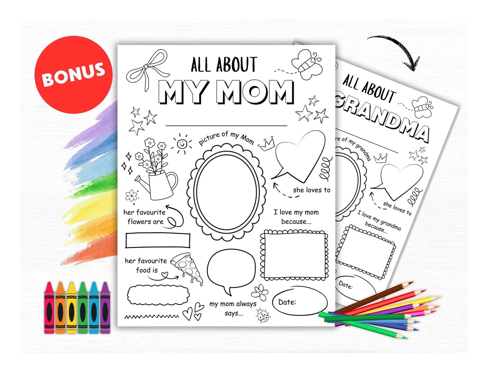 All About My Mom Worksheet | Mother's Day Coloring Page | All About My ...