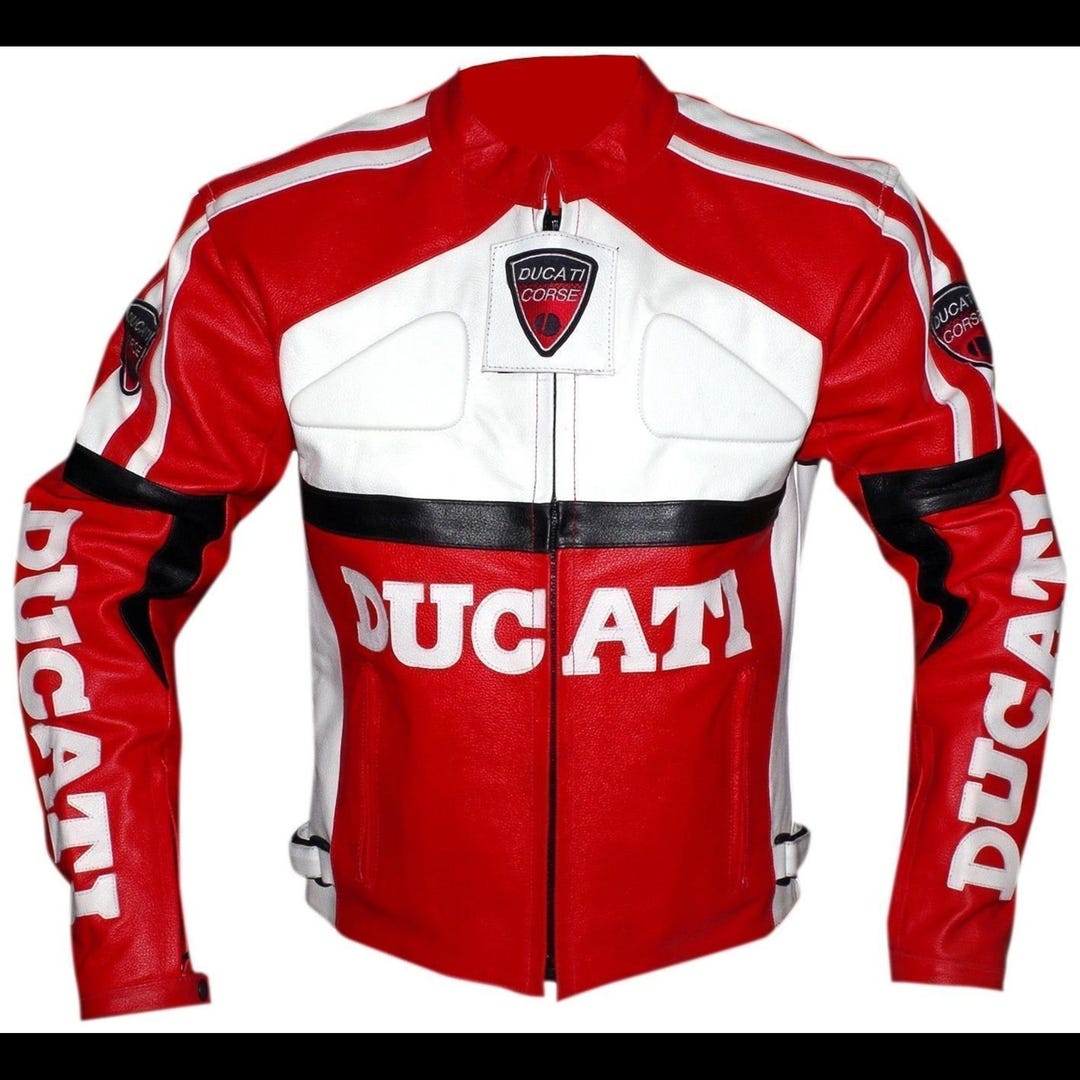 Ducati Corse Leather Motorcycle Jacket: Handmade Cowhide Biker Racing ...