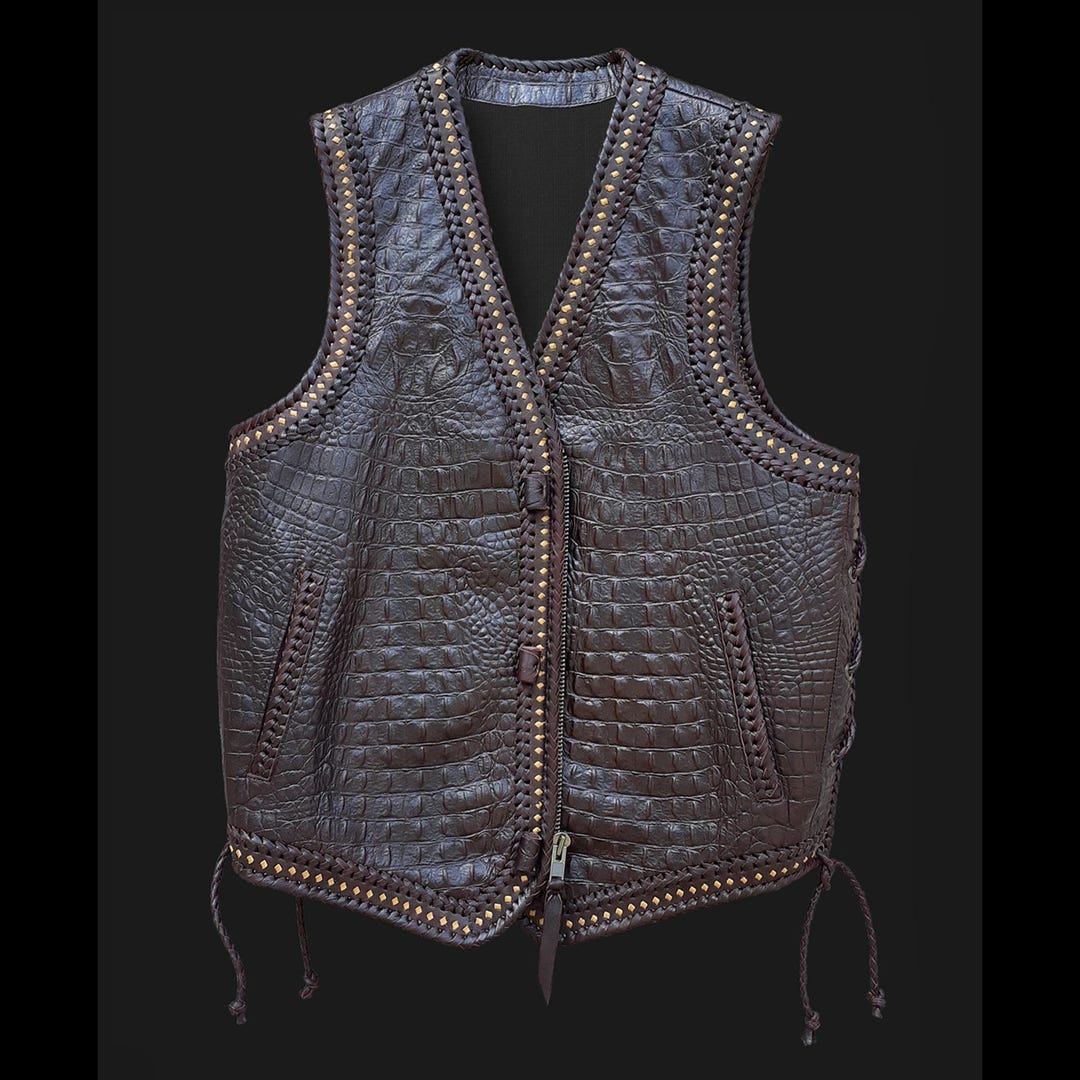 Black Biker Leather Vest Rocker Style High Quality Gift for Boyfriend ...