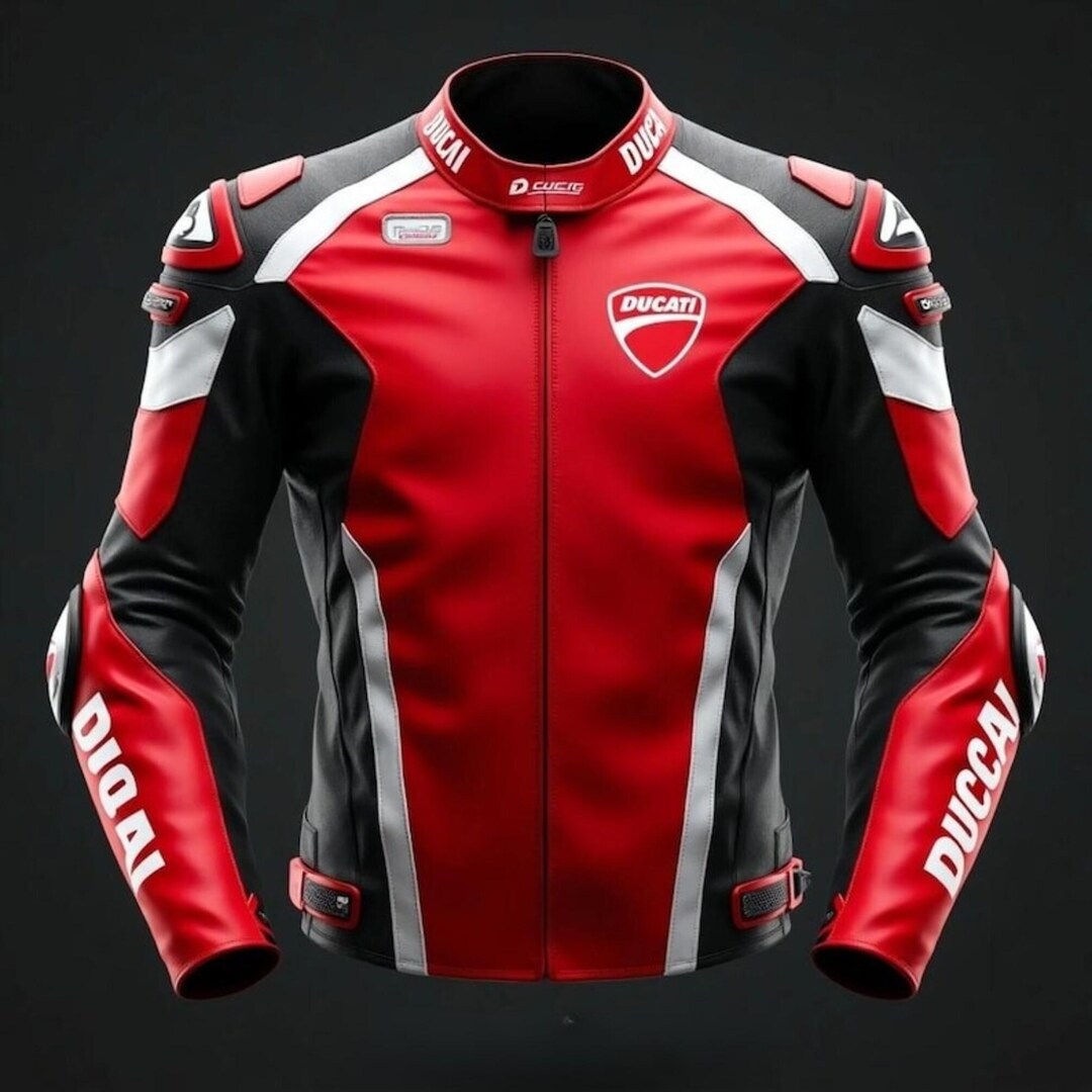 Ducati Motogp Leather Racing Jacket: Red, Black & White Cowhide - Etsy