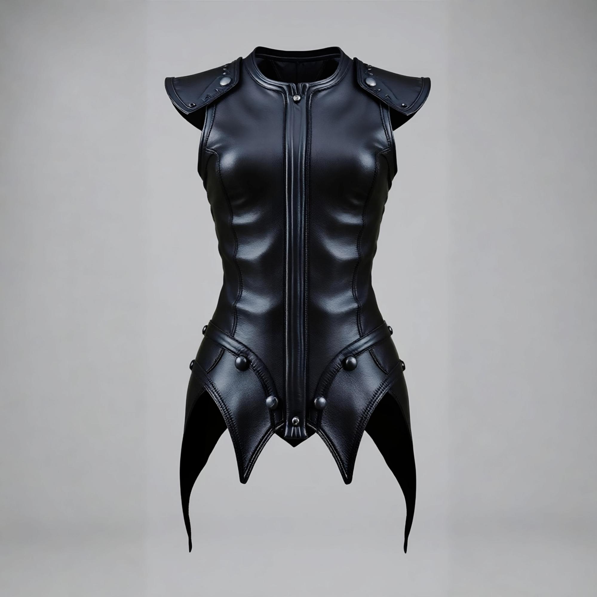 Handcrafted Black Leather Armor Corset for Women | Genuine Cowhide ...