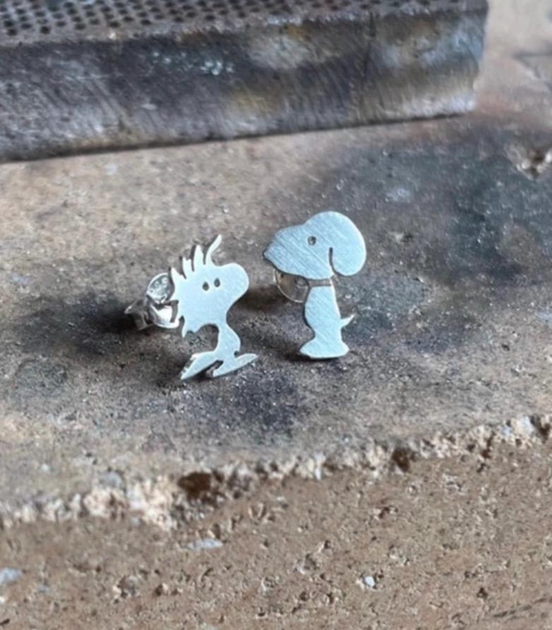 Snoopy and Woodstock Earrings. Sterling Silver (925) - Etsy