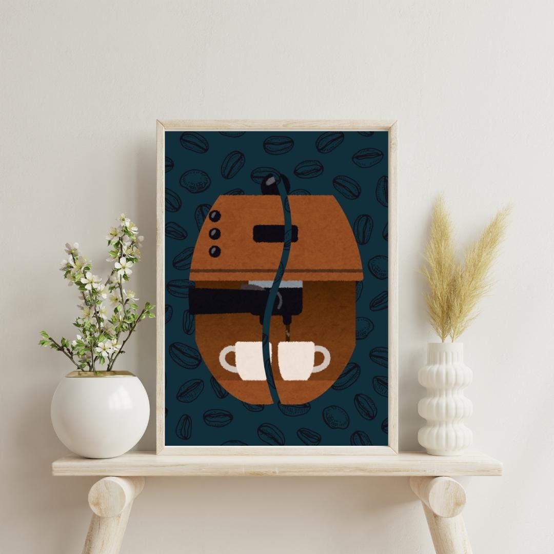 Retro Coffee Machine Wall Art - Coffee Printable 11x14 - Espresso Maker ...